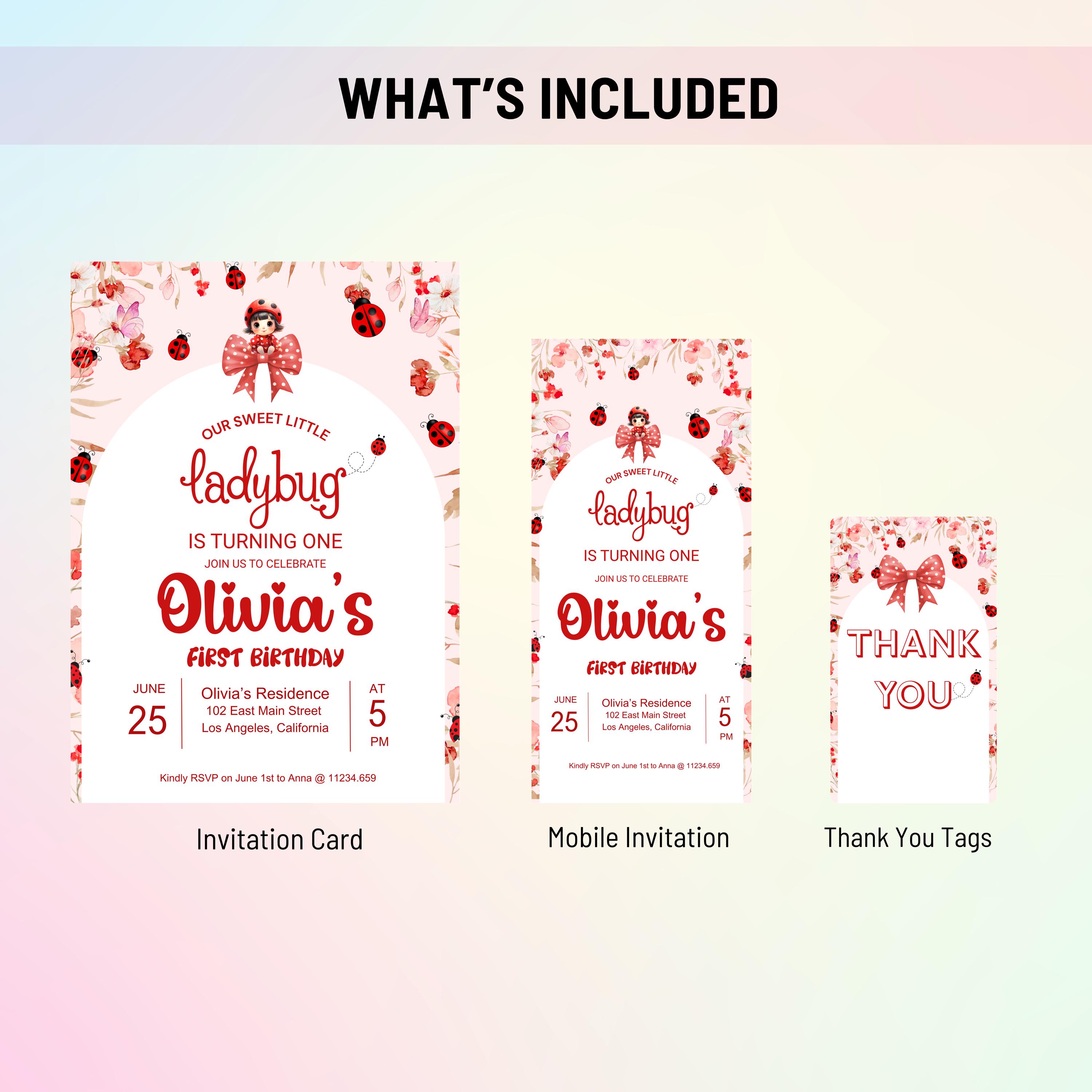 Ladybug Birthday Invitation: Red Bug Party, Editable Canva Template ...