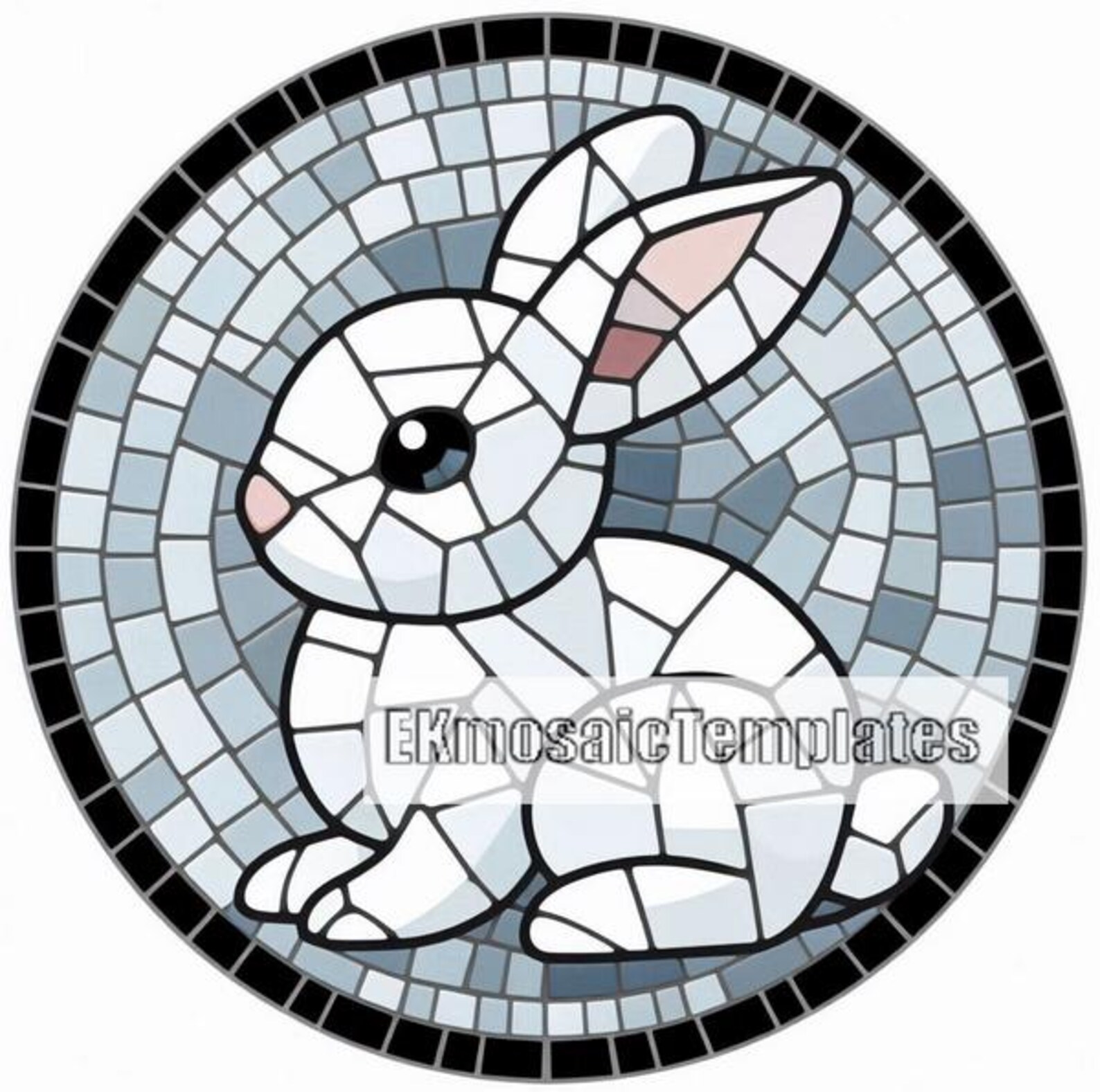 Bunny Mosaic Templates: 7 Round Rabbit Patterns (PDF Digital Download ...