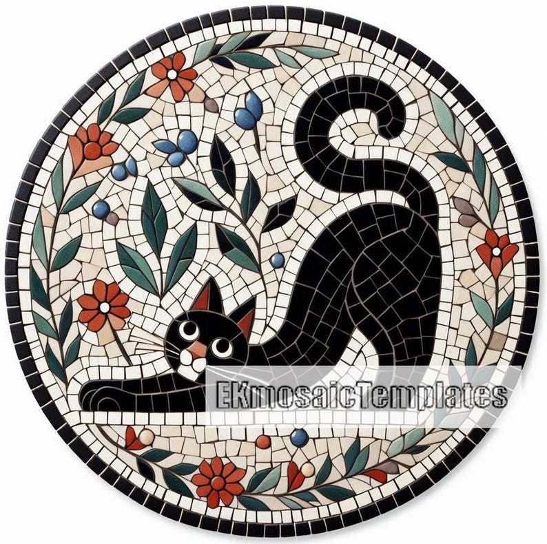 3 Black Stretching Cat Mosaic Templates Pack – Printable Mosaic ...