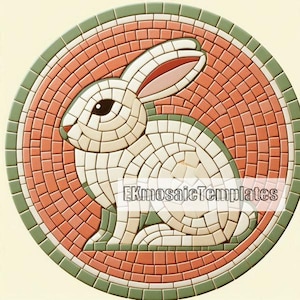 Bunny Mosaic Templates: 7 Round Rabbit Patterns (PDF Digital Download ...