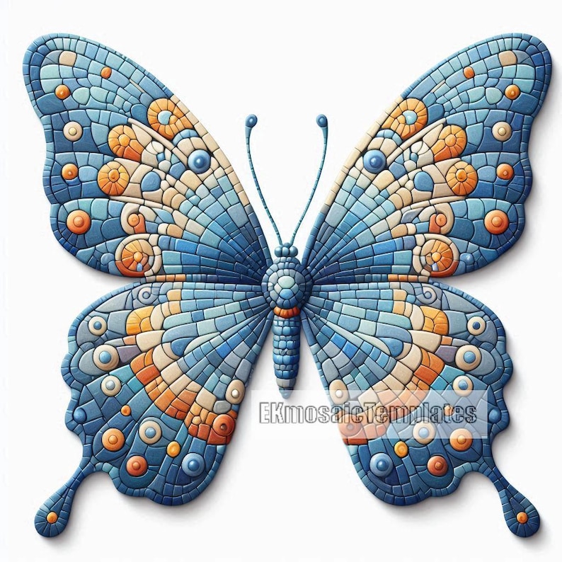 Butterfly Mosaic Templates PDF Set: 20-inch Printable Patterns (digital ...