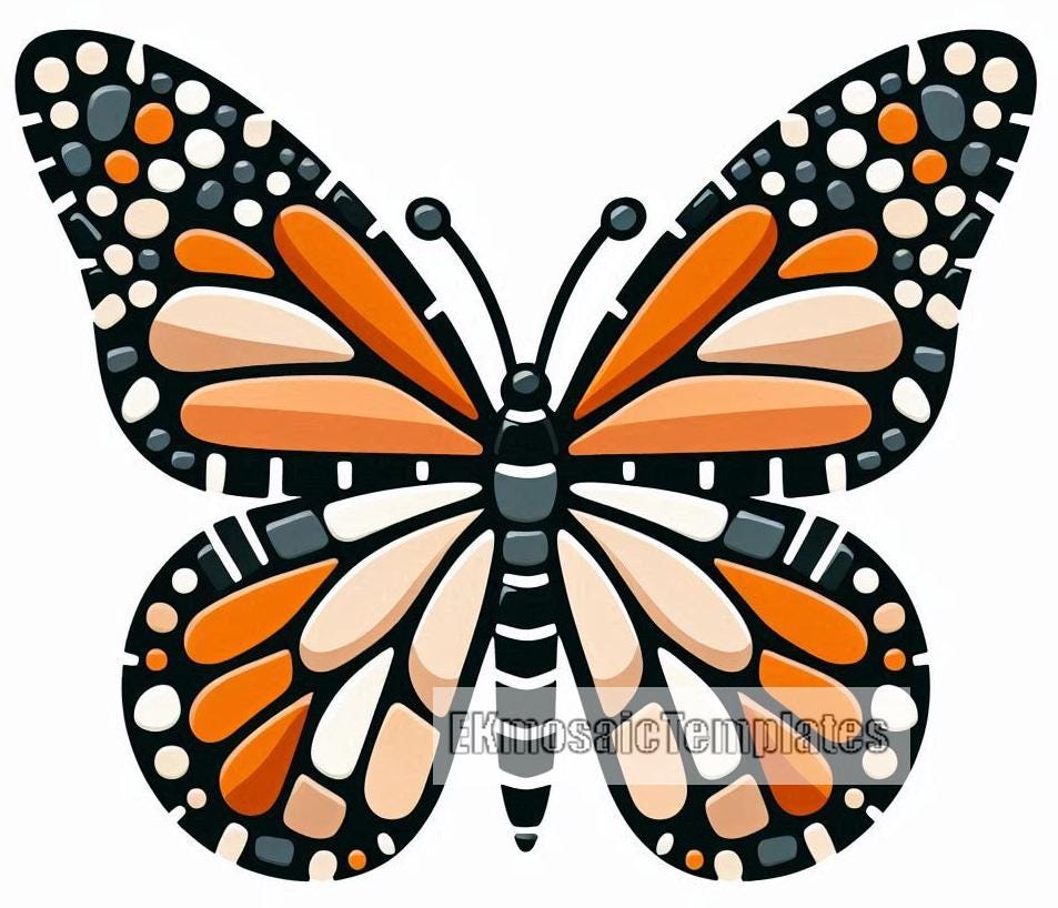 Monarch Butterfly Mosaic Templates: 12 Printable Patterns (PDF Digital ...