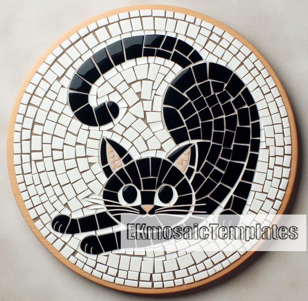 3 Black Stretching Cat Mosaic Templates Pack – Printable Mosaic ...
