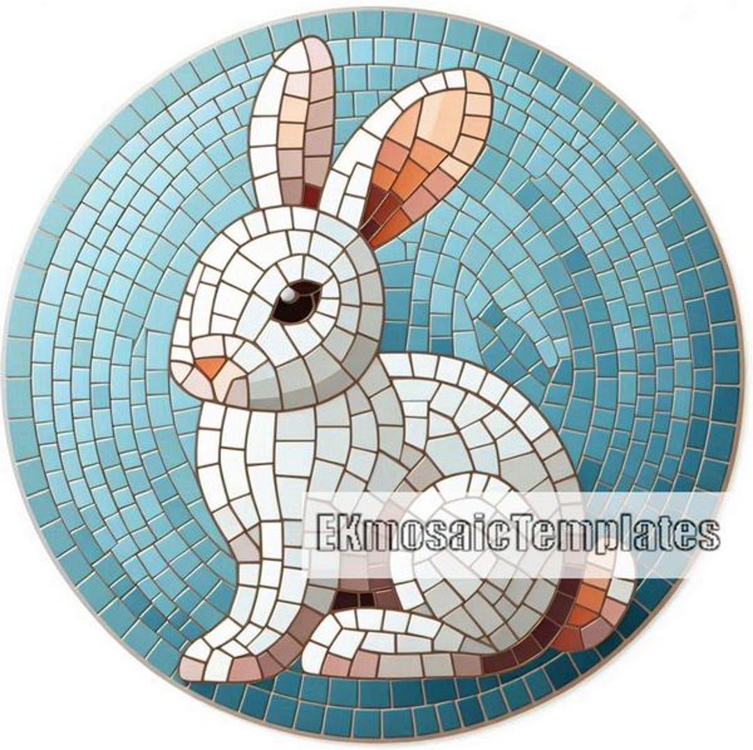 Bunny Mosaic Templates: 7 Round Rabbit Patterns (PDF Digital Download ...
