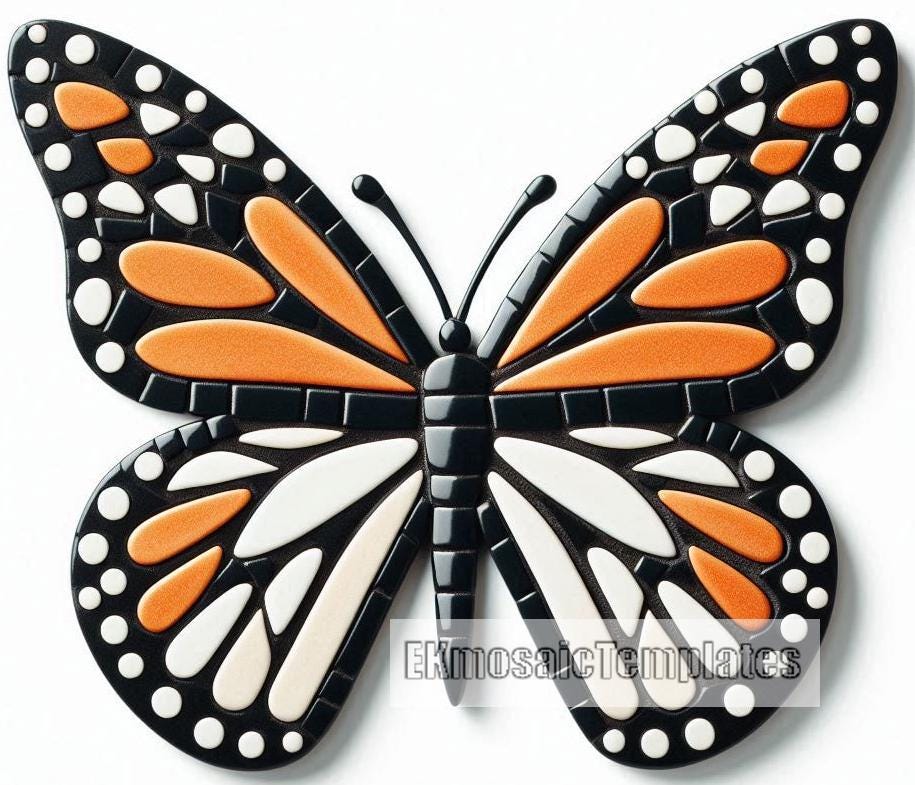 Monarch Butterfly Mosaic Templates: 12 Printable Patterns (PDF Digital ...