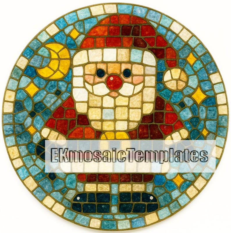Santa Mosaic Templates: 5 Printable Christmas Mosaic Patterns (PDF Set ...