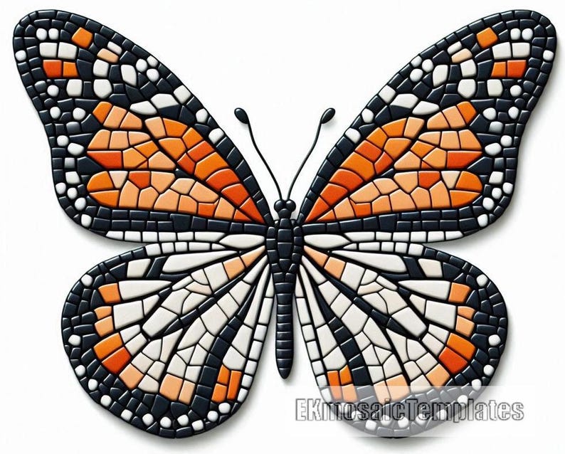 Monarch Butterfly Mosaic Templates: 12 Printable Patterns (PDF Digital ...