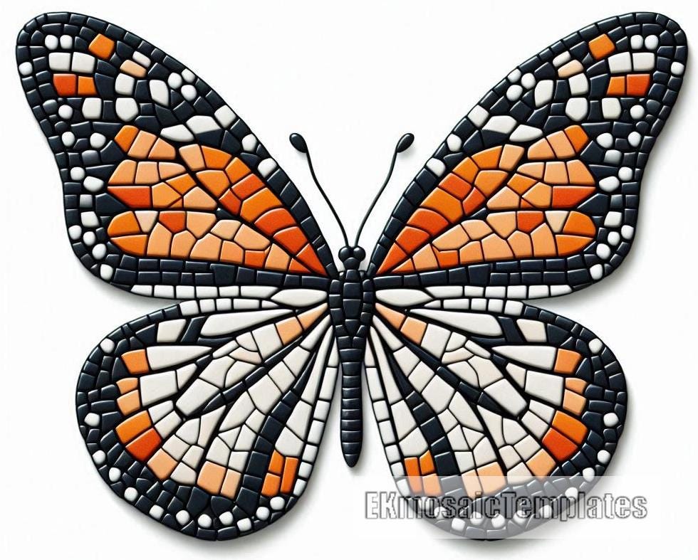 Monarch Butterfly Mosaic Templates: 12 Printable Patterns (PDF Digital ...
