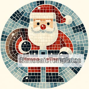 Santa Mosaic Templates: 5 Printable Christmas Mosaic Patterns (PDF Set ...