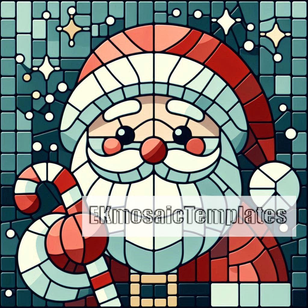 Santa Mosaic Templates: 5 Printable Christmas Mosaic Patterns (PDF Set ...