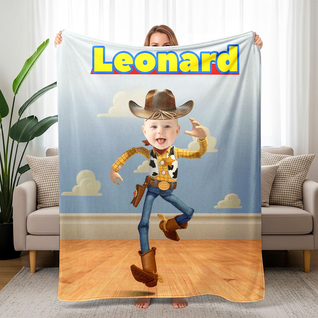 Personalized Toy Story Woody Photo Blanket, Custom Name Plush Throw ...
