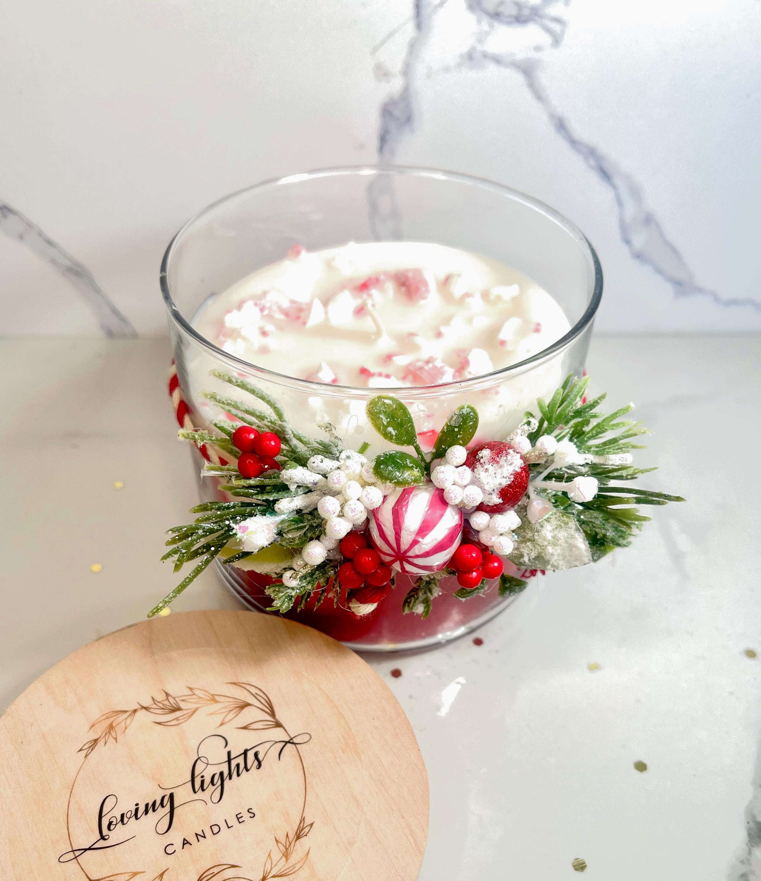Candy Cane Candle: Peppermint, Vanilla & Real Candy Canes - Etsy