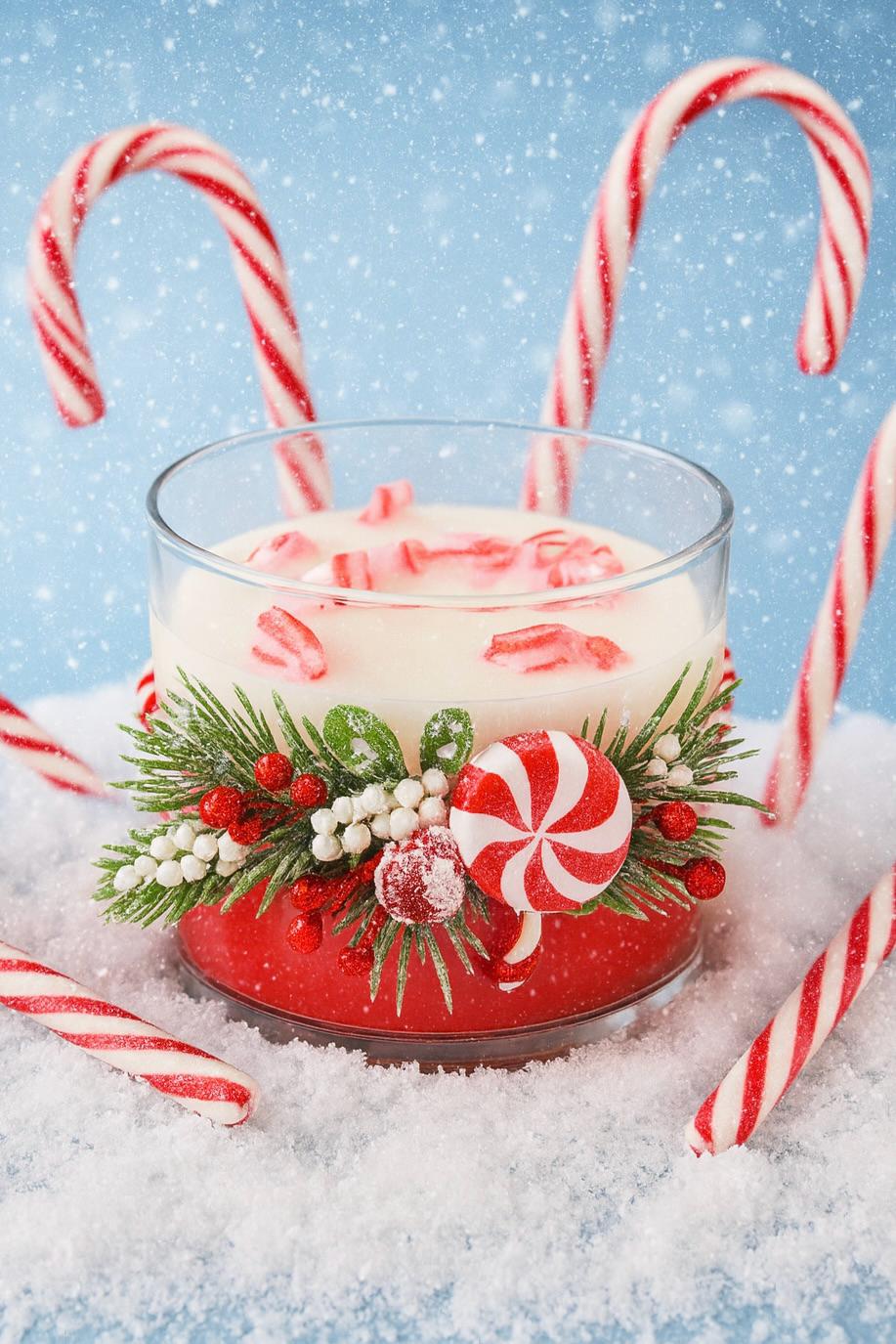 Candy Cane Candle: Peppermint, Vanilla & Real Candy Canes - Etsy