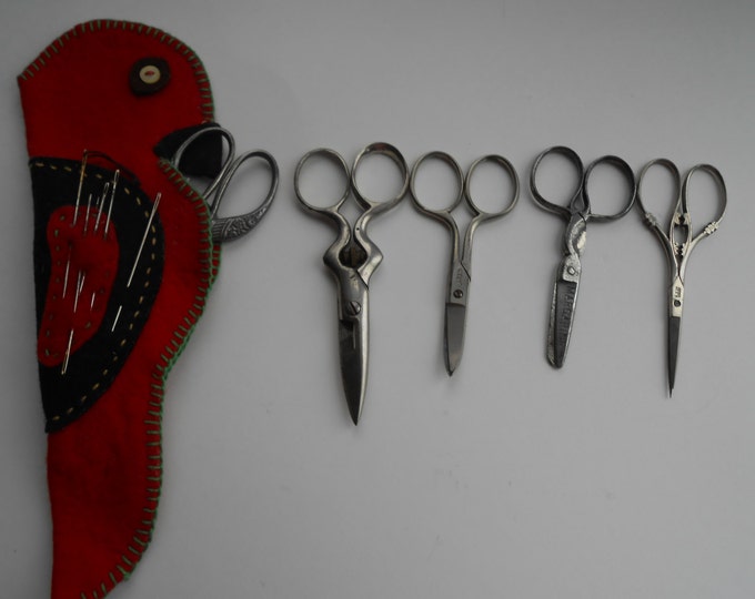 Vintage Antique SCISSORS Lot Buttonhole Advertising Embroidery Felt ...