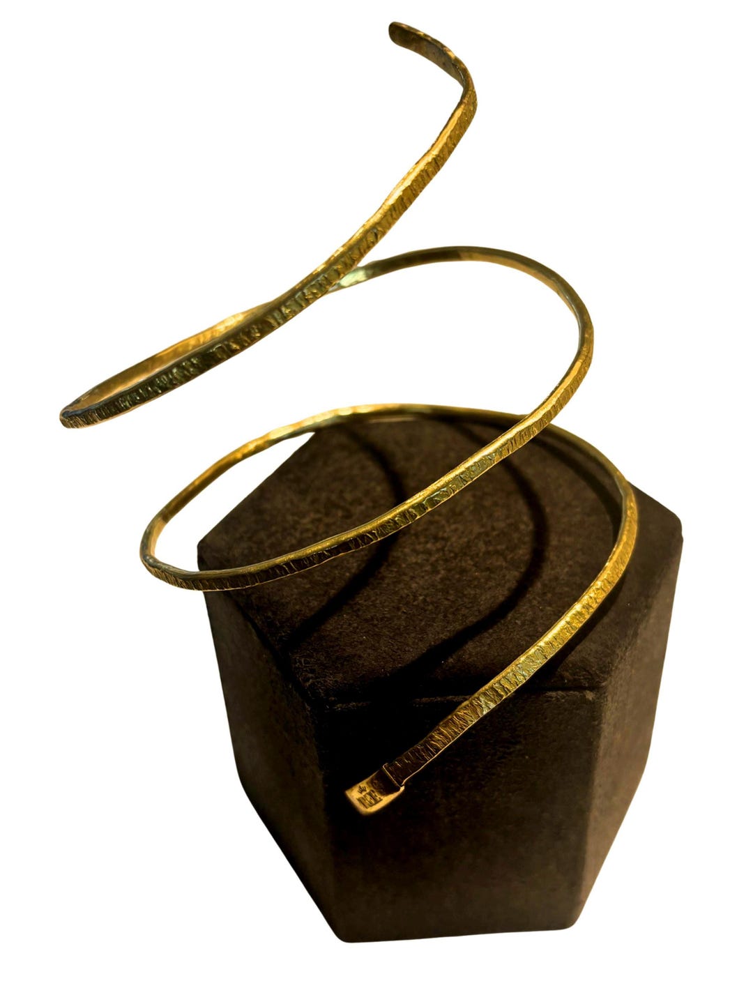 Sculptural Brass Upper Arm Cuff – 10 Gauge Textured Spiral Arm Bracelet ...