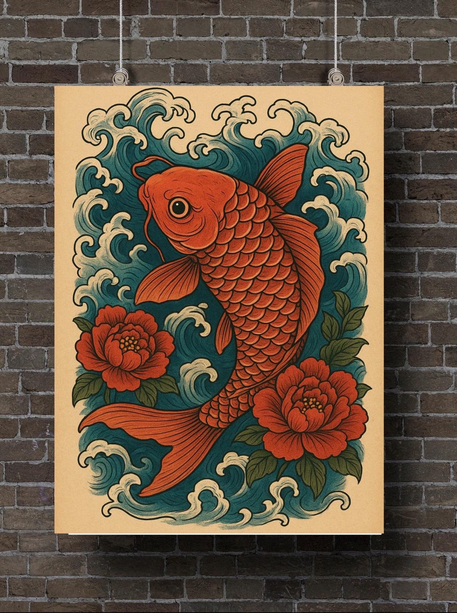 Traditional Tattoo | Japanese Style Coy Fish - Etsy