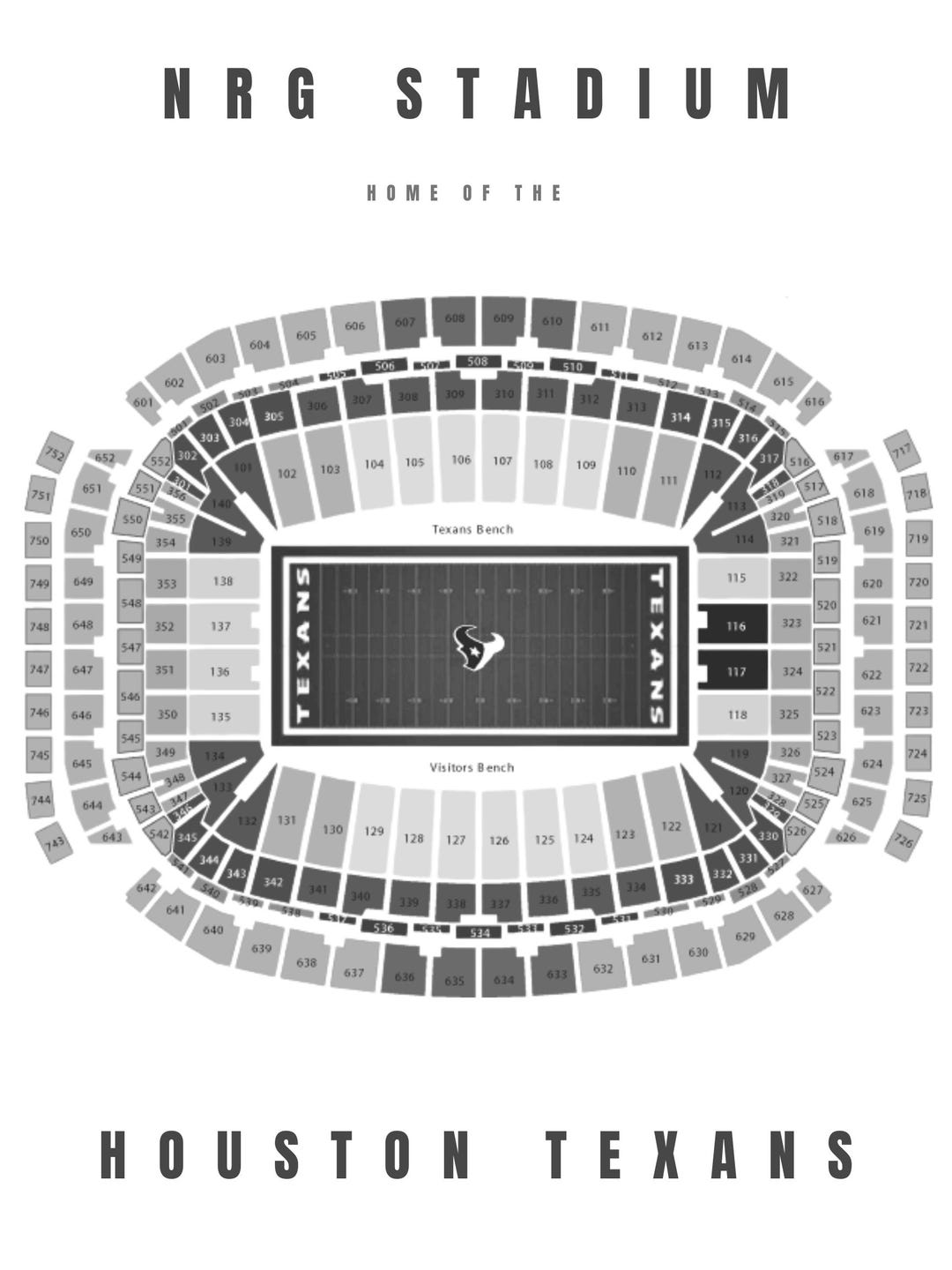 Cartaz do mapa de assentos do estádio do Houston Texans - Etsy Portugal