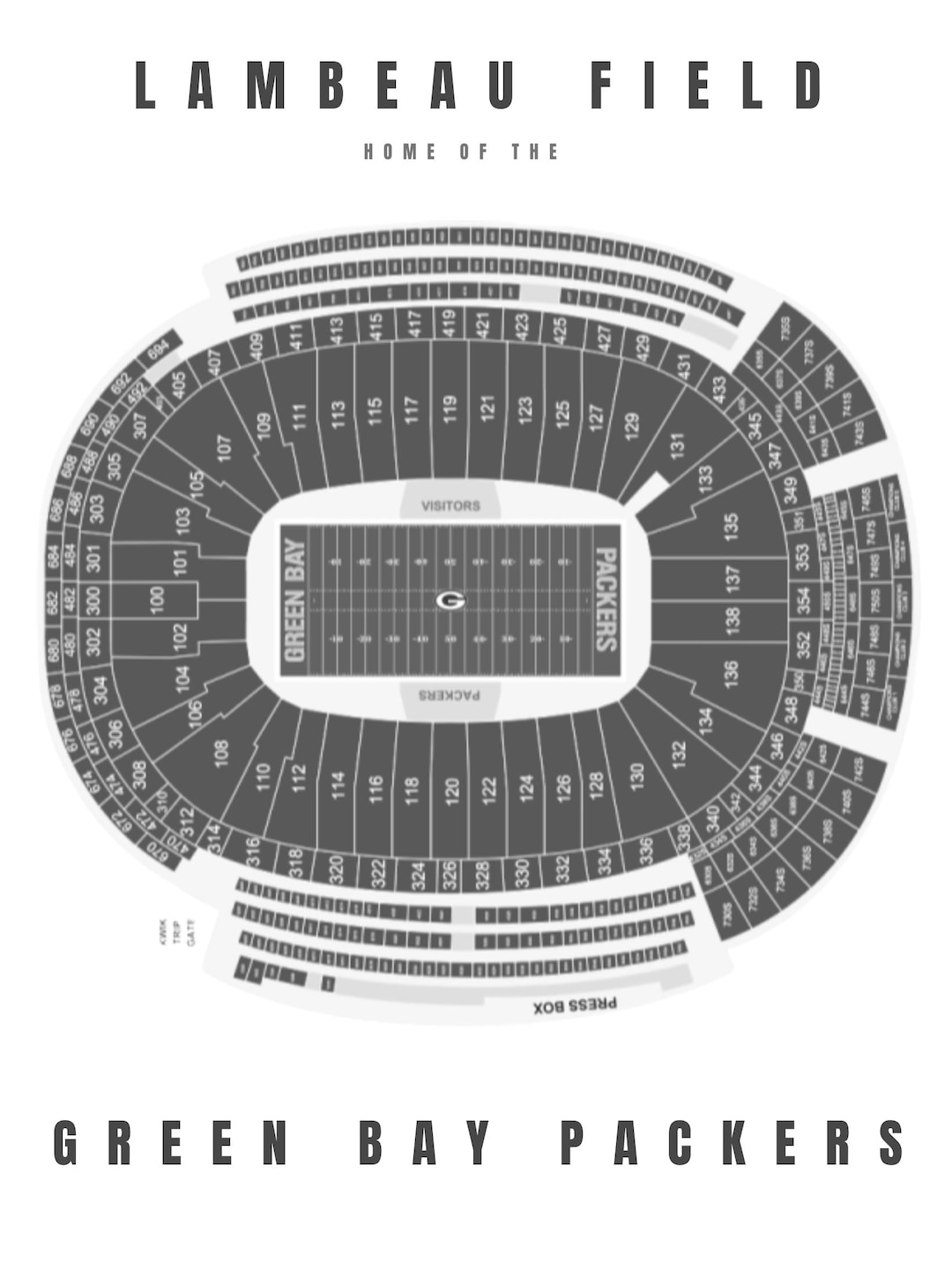 Green Bay Packers Stadium Seating Chart Poster - Etsy