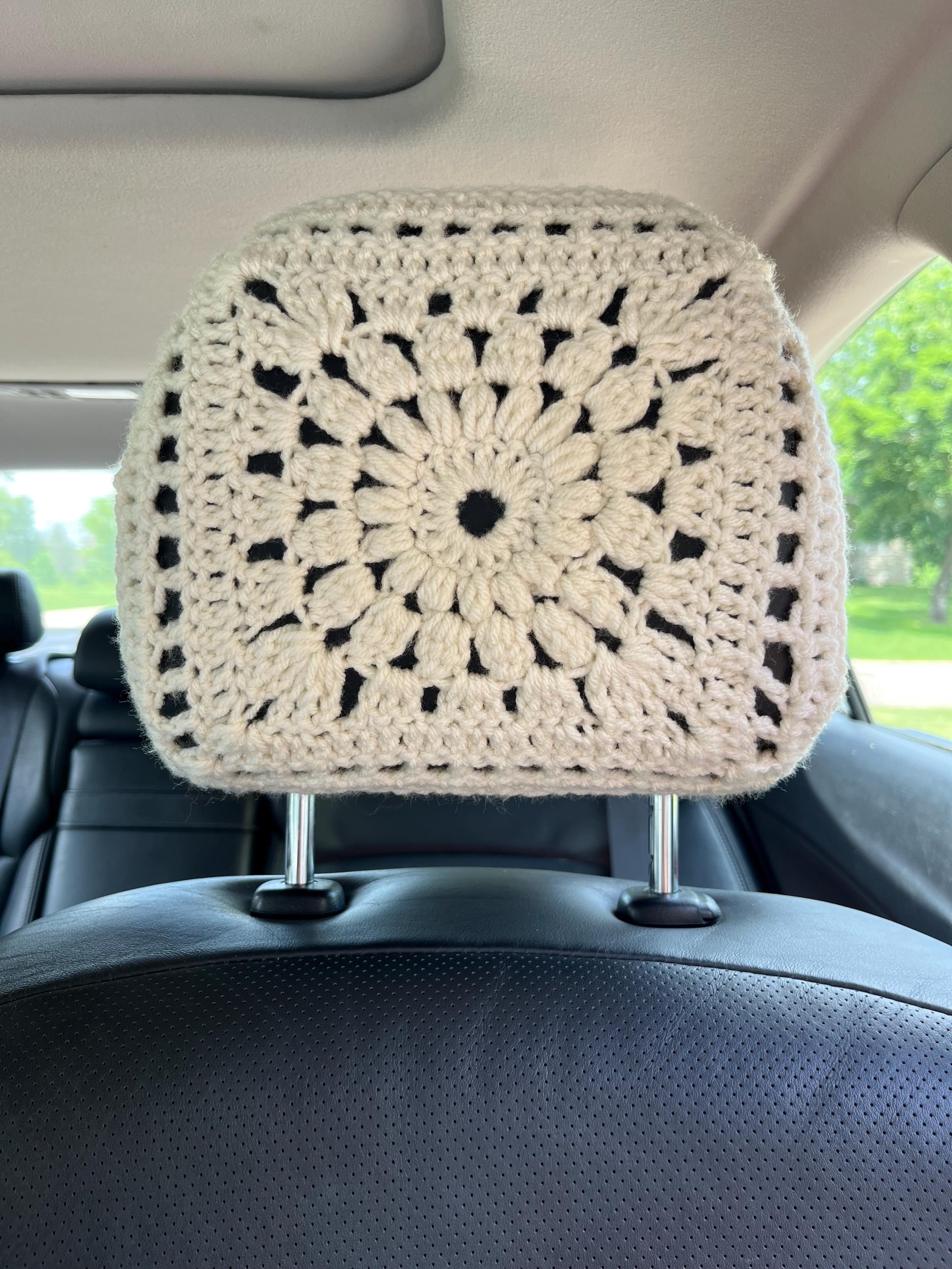 Custom Crochet Car Headrest Cover - Etsy