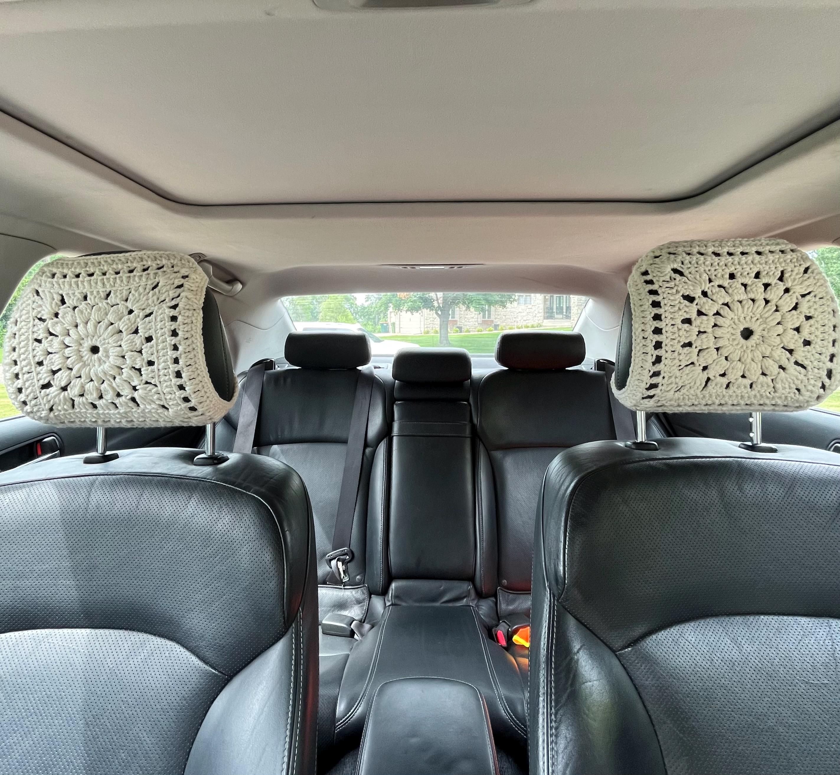 Custom Crochet Car Headrest Cover - Etsy
