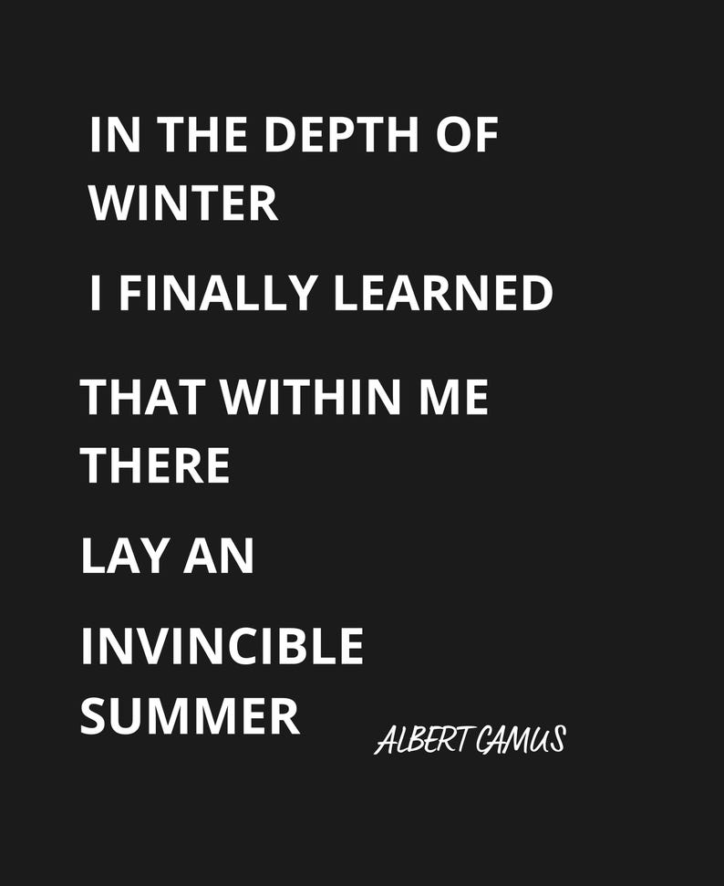 Camus Quote, Invincible Summer, Typography, T-shirt Design, PNG ...