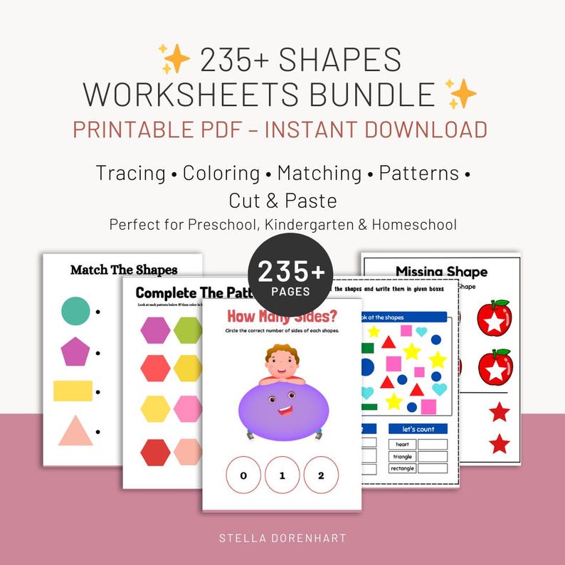 235+ Printable Shapes Worksheets for Kids | Tracing, Coloring, Matching ...