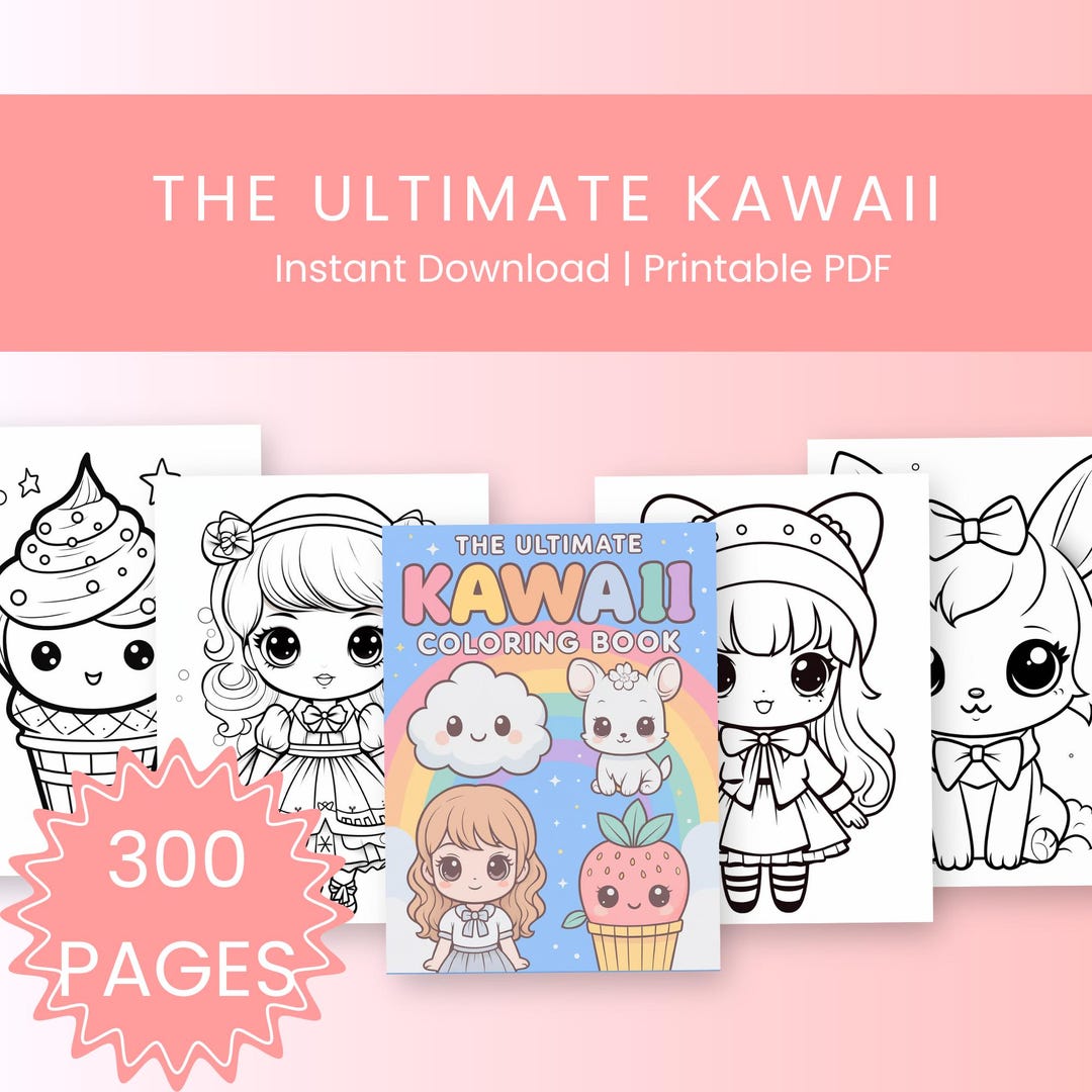 The Ultimate Kawaii Coloring Book – 300 Printable Pages of Cute Girls ...