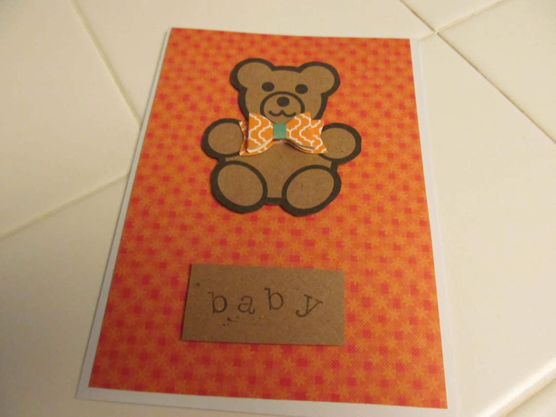 Orange Bear Baby Card - Etsy