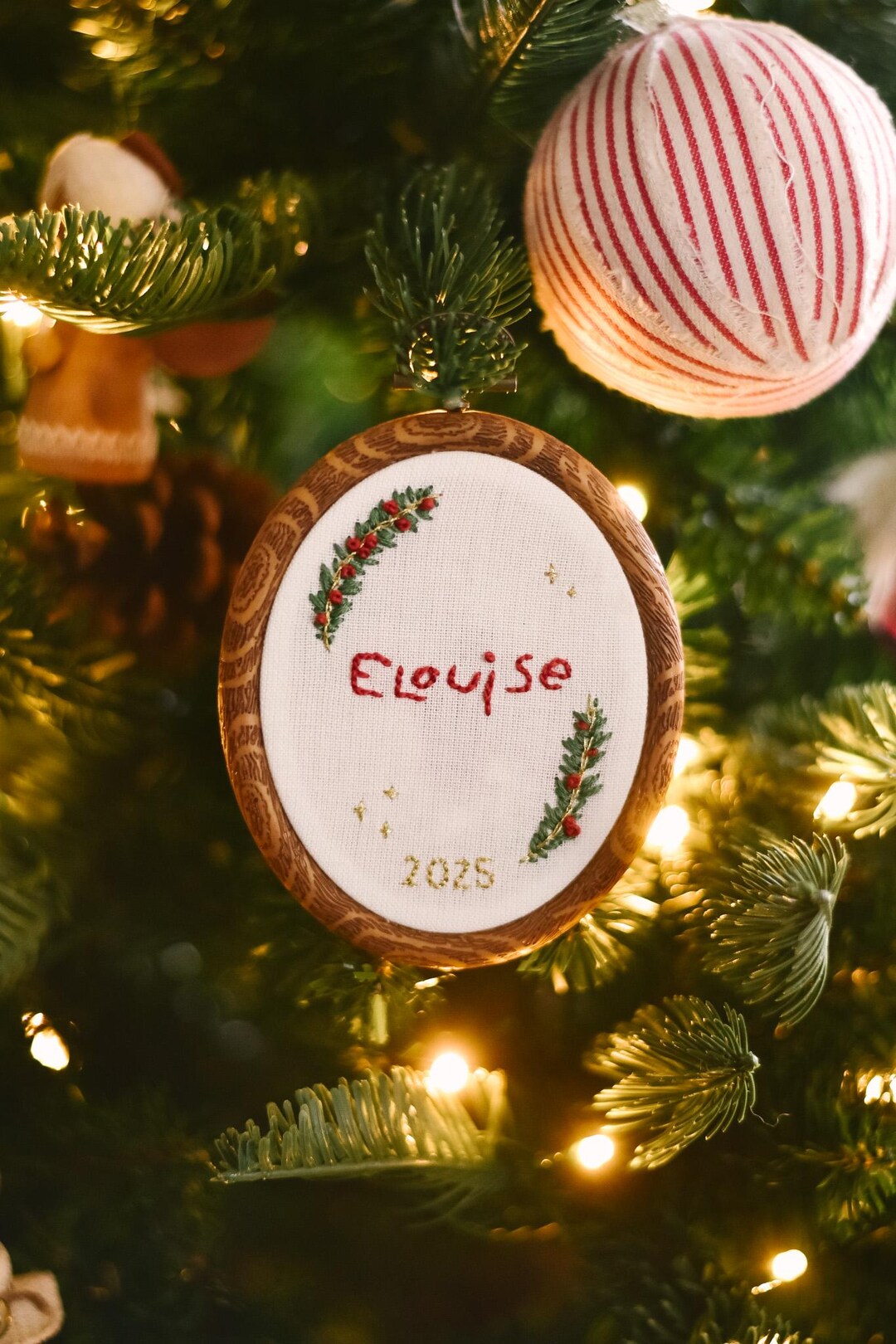 Custom Handwritten Name Keepsake Ornament - Hand Embroidered - Etsy