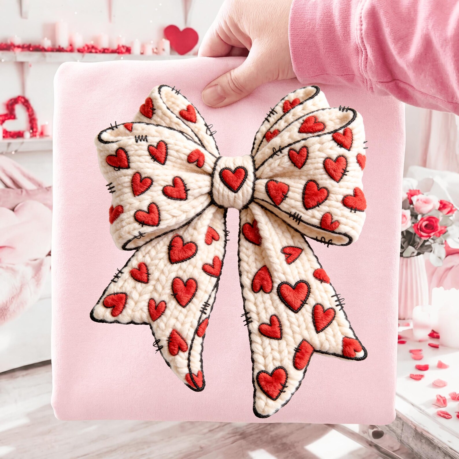 Coquette Bow Heart Png, Valentine Faux Yarn Png, Latch Hook Yarn ...