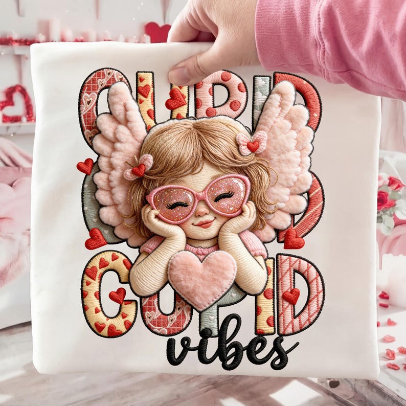 Yarn Faux Cupid Vibes PNG Funny Valentines Day PNG Valentine Shirt Cute ...