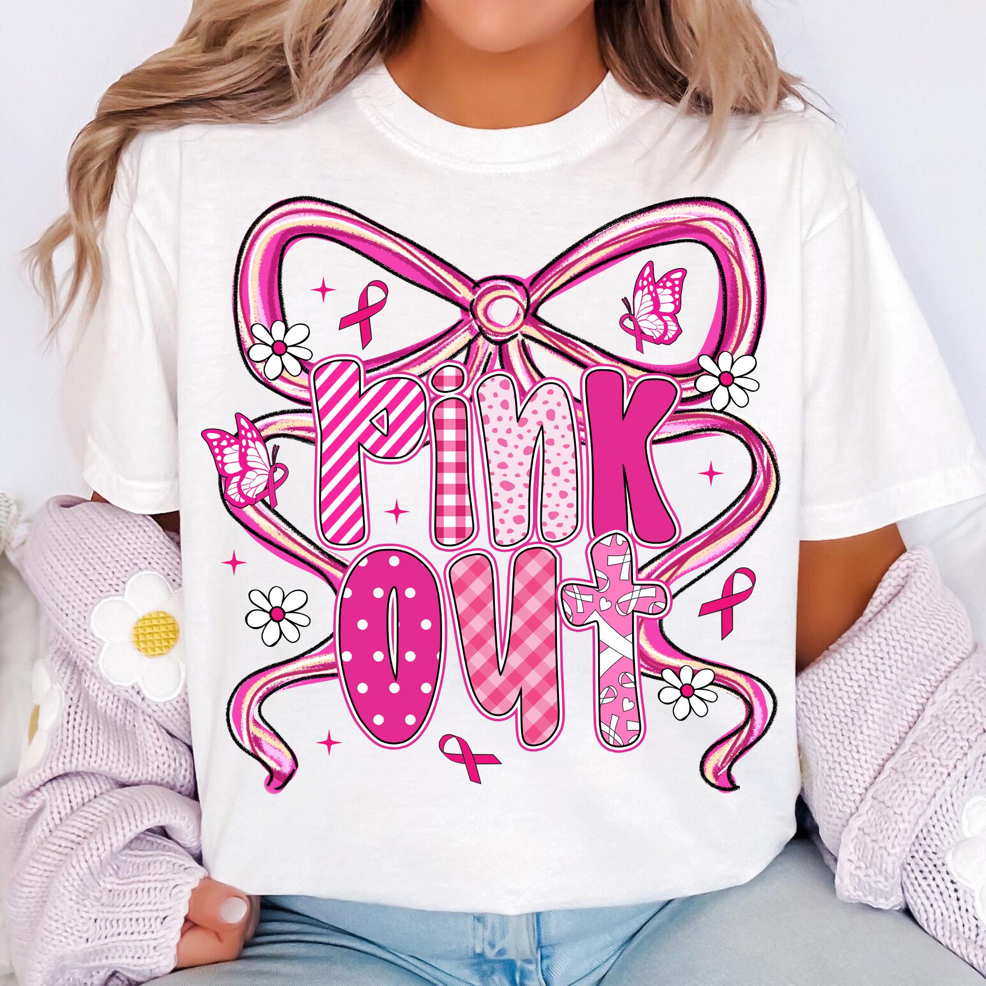 Preppy Football Pink Out Png, Coquette Breast Cancer Awareness Png ...