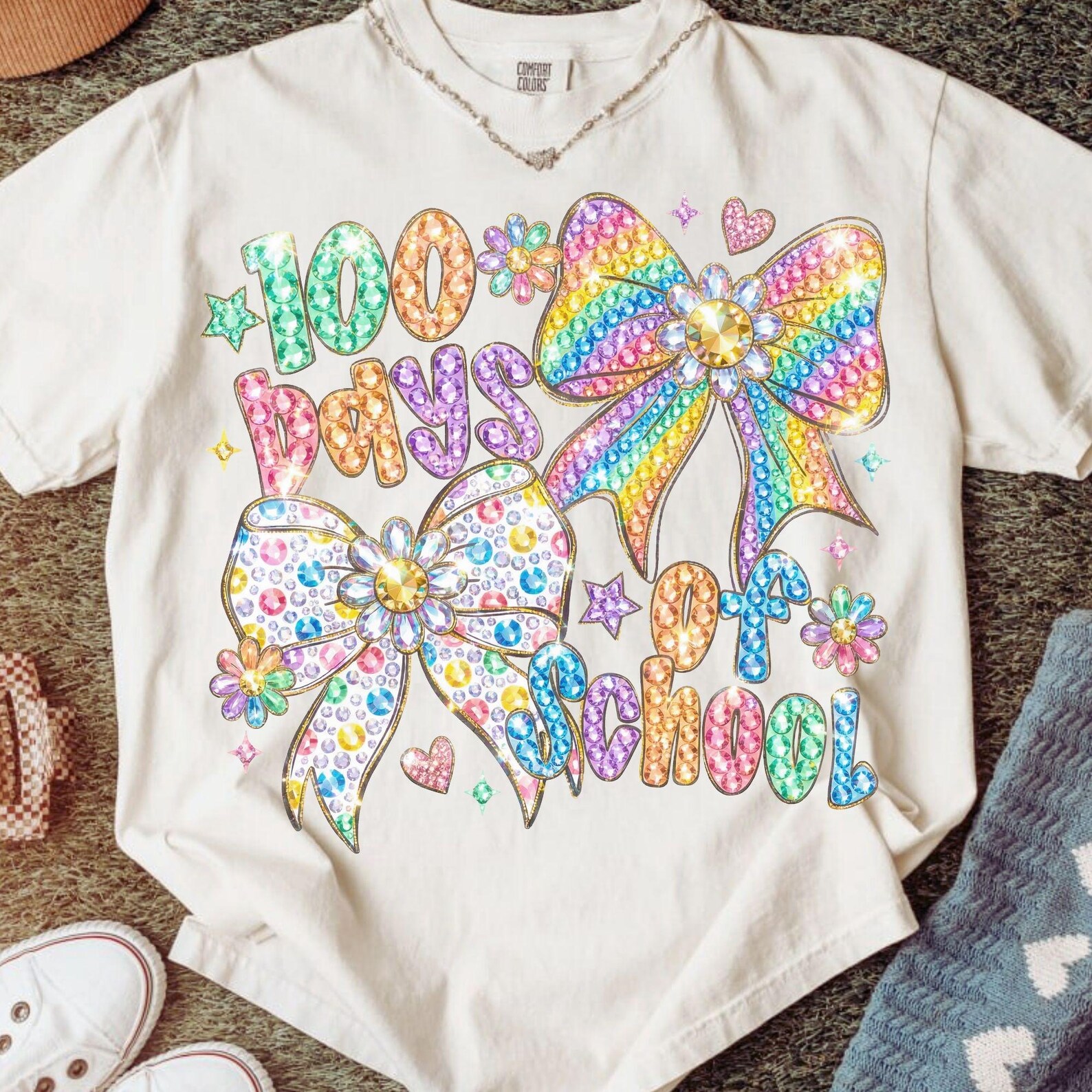 Rhinestone Coquette 100 Days of School PNG, Teacher Pencil Bow Shirt ...