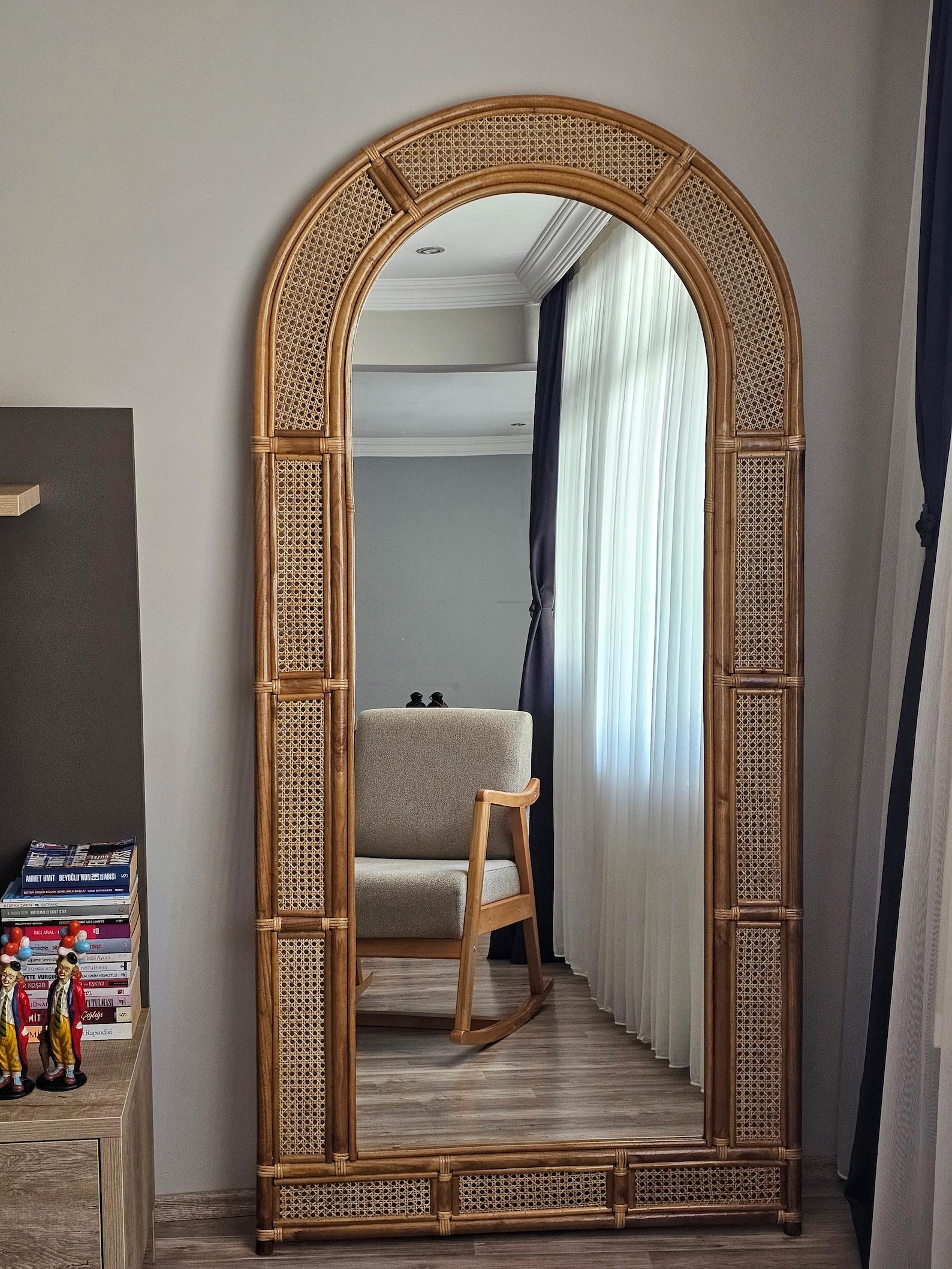 Rattan Floor Mirror