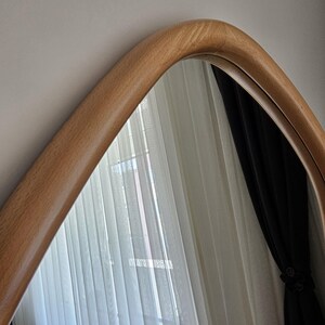 Handmade Asymmetric Beech Wood Wall Mirror: Full Length, Organic Shape ...