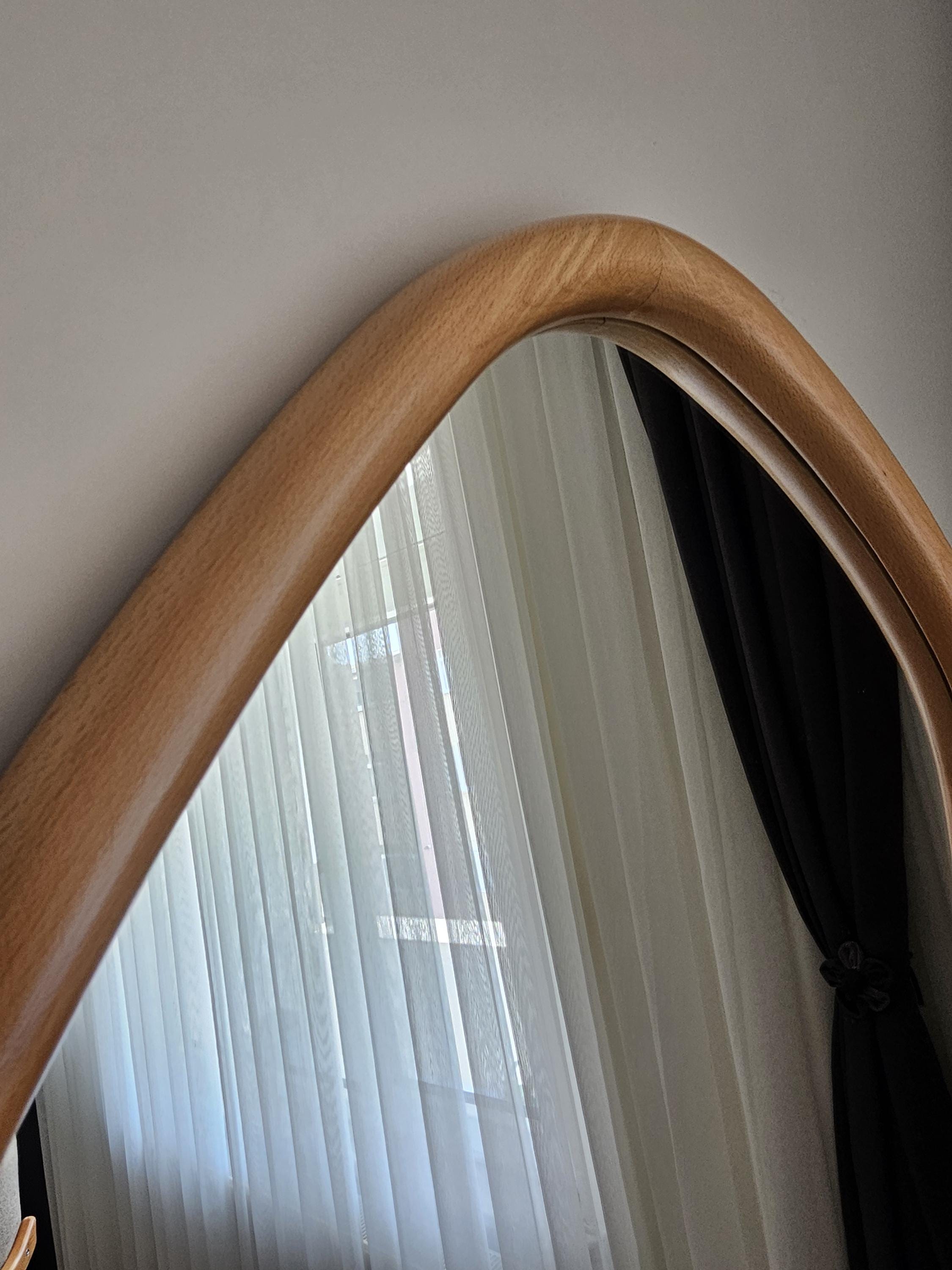Handmade Asymmetric Beech Wood Wall Mirror: Full Length, Organic Shape ...