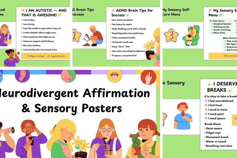 Neurodivergent Sensory Posters Bundle | Autism ADHD Affirmations & Self ...