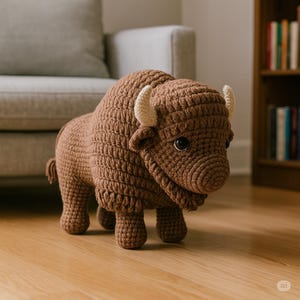 Beginner Crochet Bison Pattern PDF, Easy Amigurumi Buffalo Toy, Cute ...