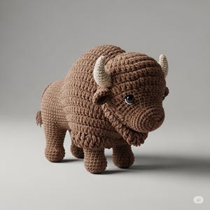 Beginner Crochet Bison Pattern PDF, Easy Amigurumi Buffalo Toy, Cute ...