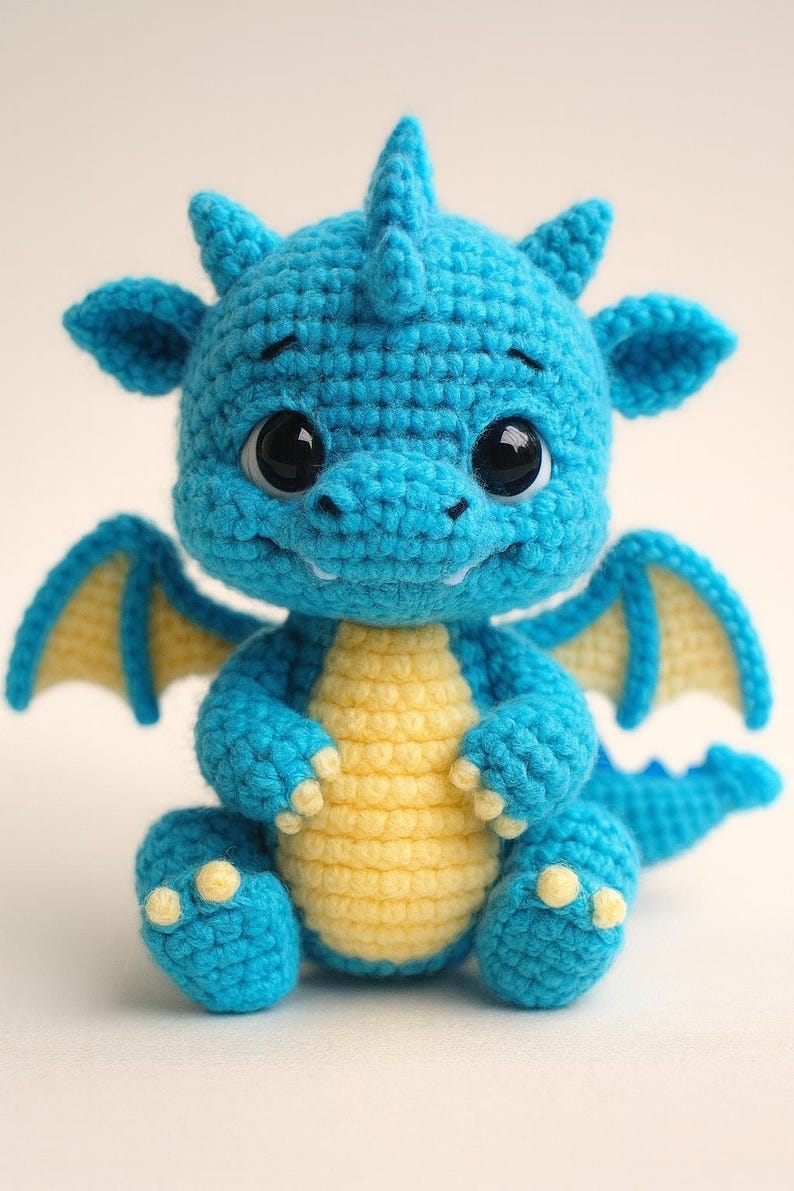 Blue Dragon Crochet Pattern – Amigurumi Plush Toy (PDF Download) - Etsy