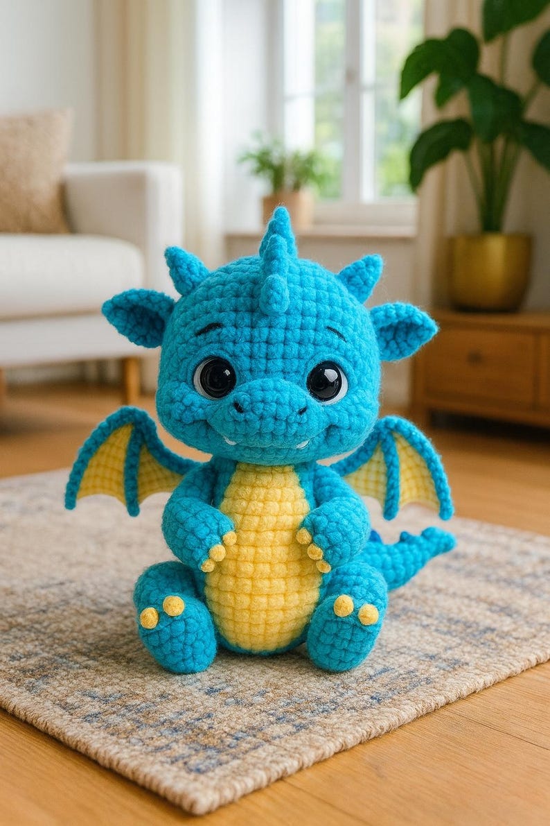 Blue Dragon Crochet Pattern – Amigurumi Plush Toy (PDF Download) - Etsy