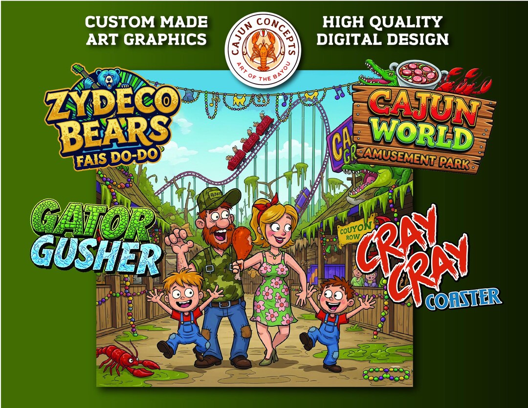 Louisiana's Best Theme Park: Cajun World With 8 Dynamic Graphics. High ...