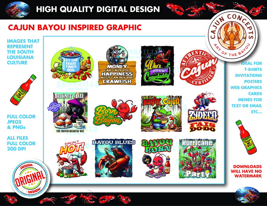 Cajun Culture Graphics, 12 Custom Images to Celebrate the Louisiana ...