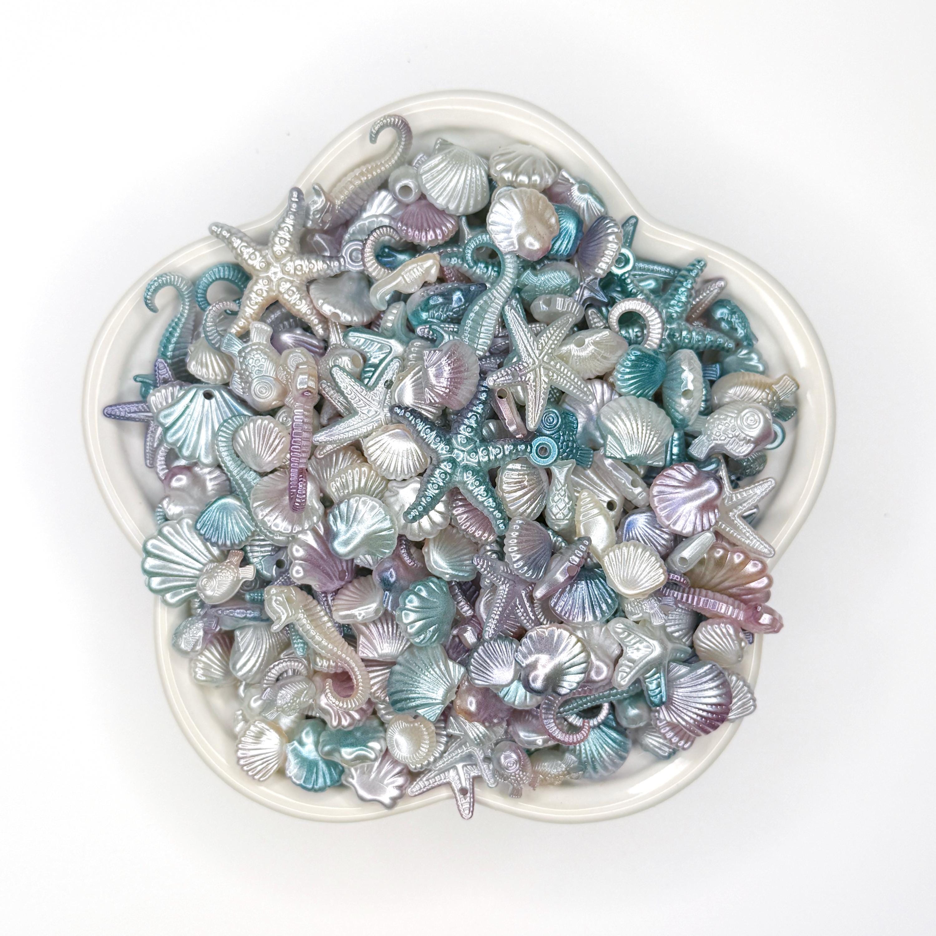 Mermaid Core Beads Mix | Acrylic Shell, Starfish, Fish, Seahorse Charms ...