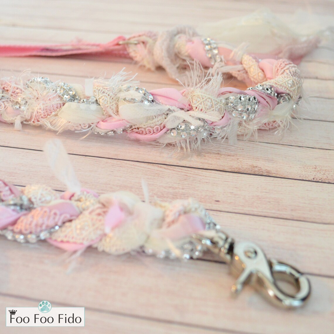 Custom Fancy Dog Leash in Pink and Cream - Etsy