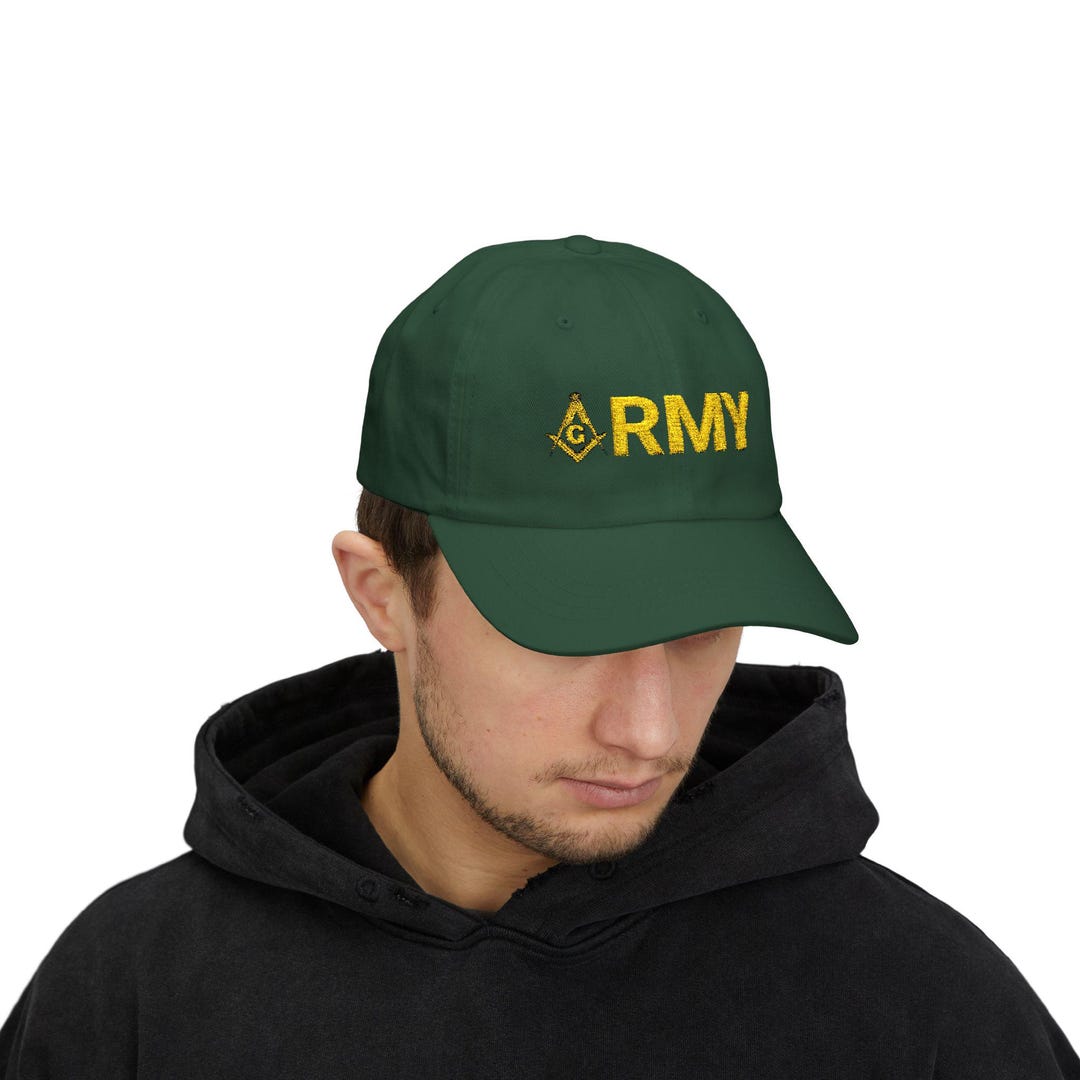 Embroidered Army Classic Dad Cap With Masonic Square and Compass ...