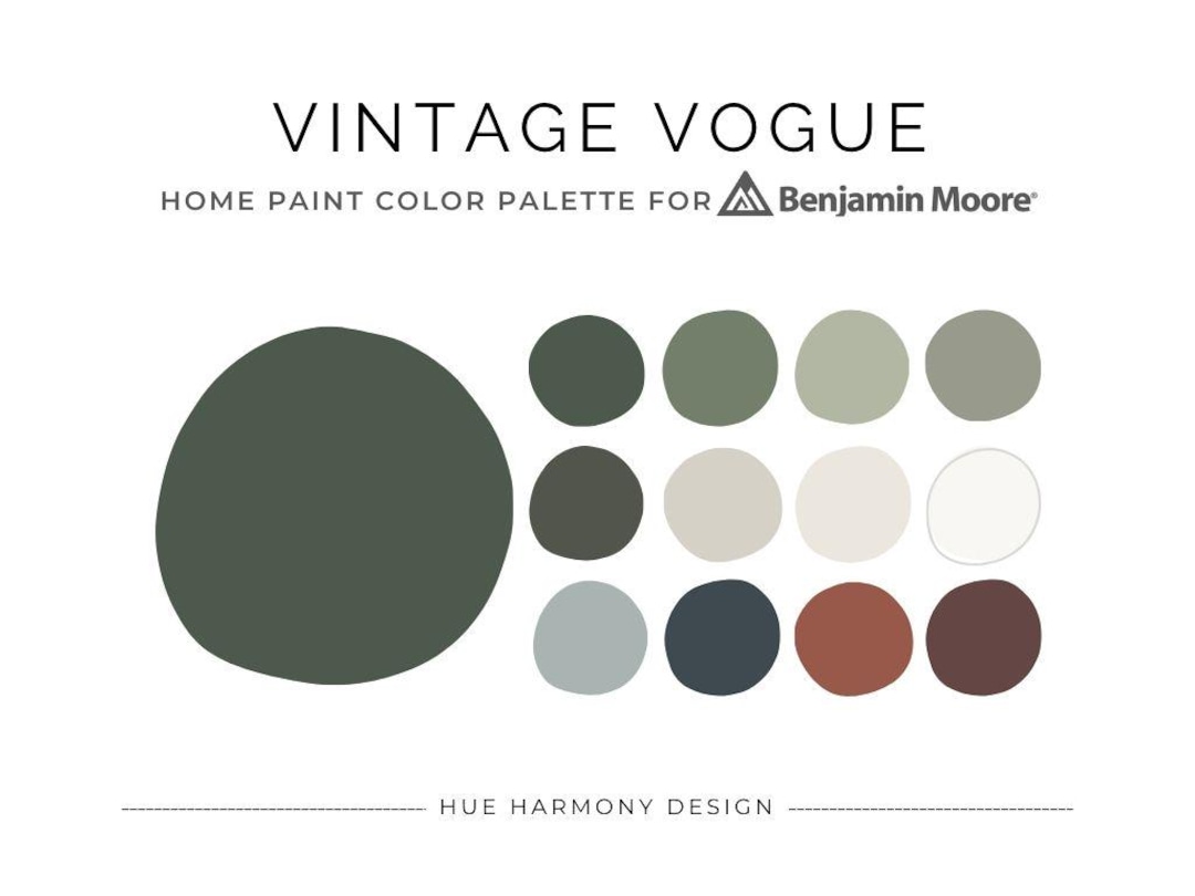 Vintage Vogue Benjamin Moore Whole House Paint Color Palette Green ...