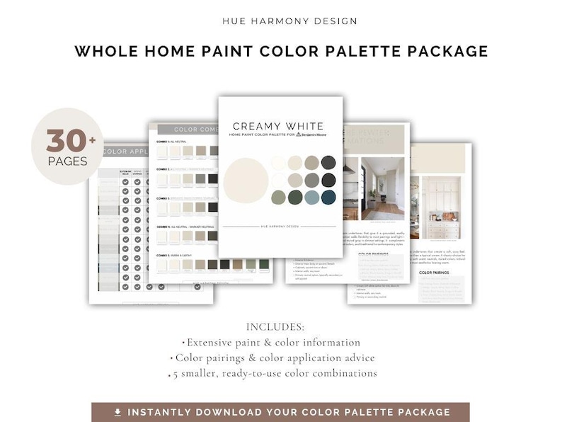 Creamy White Benjamin Moore Whole House Paint Color Palette Benjamin ...