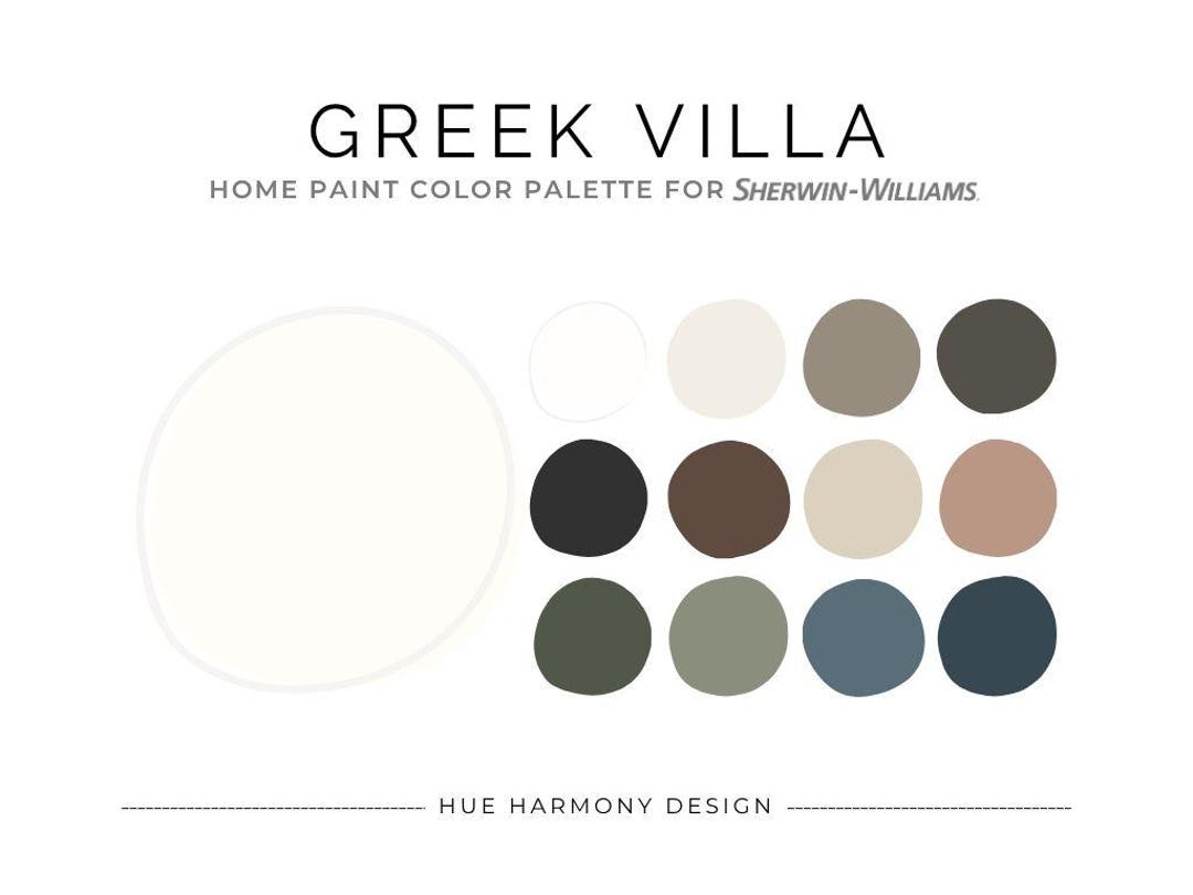 Greek Villa Sherwin Williams Paint Color Palette Whole House Color ...