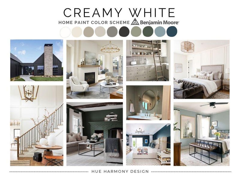 Creamy White Benjamin Moore Whole House Paint Color Palette Benjamin ...